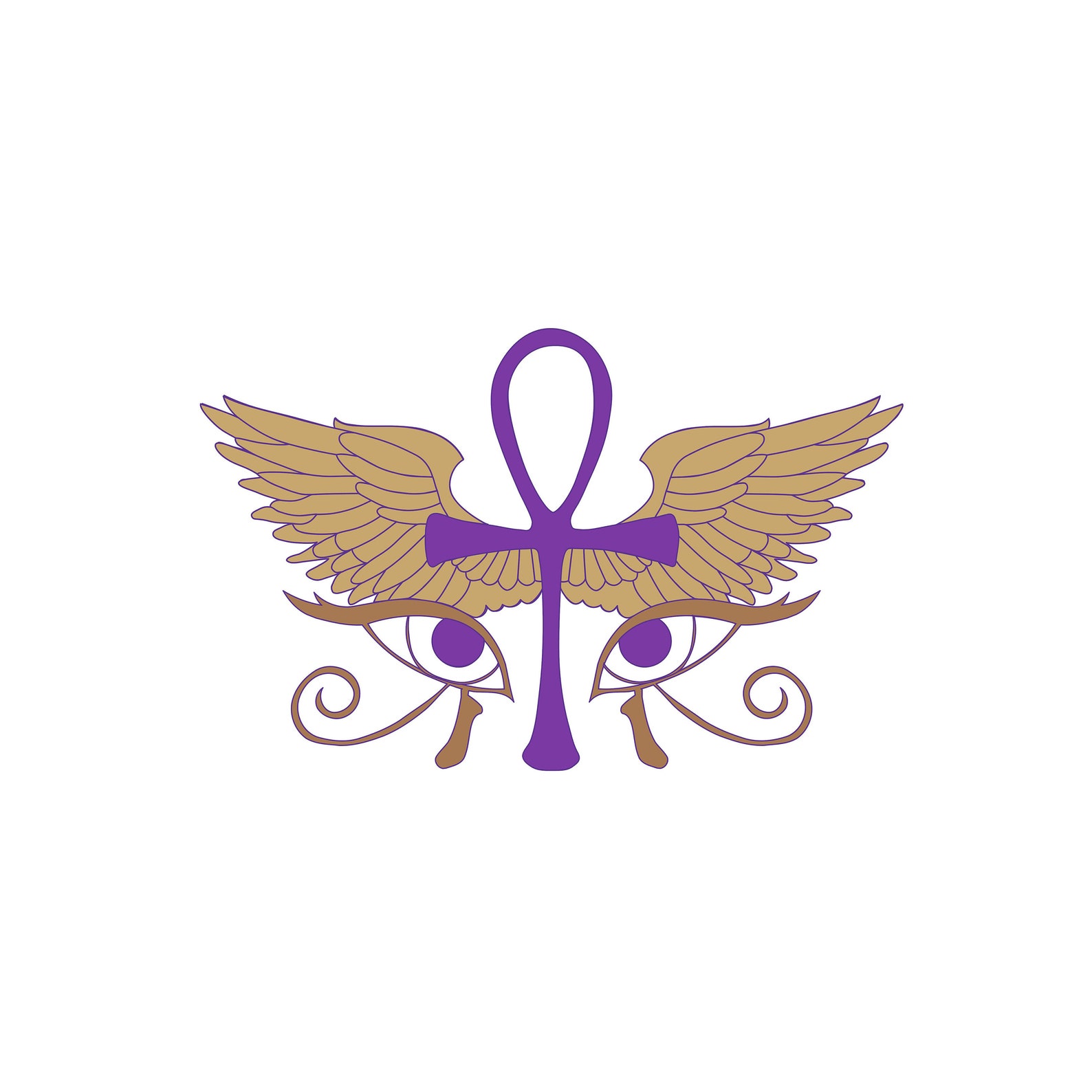 Golden Wings With Purple Ankh - Silhouette and Cricut Cut Files - Jpeg ...
