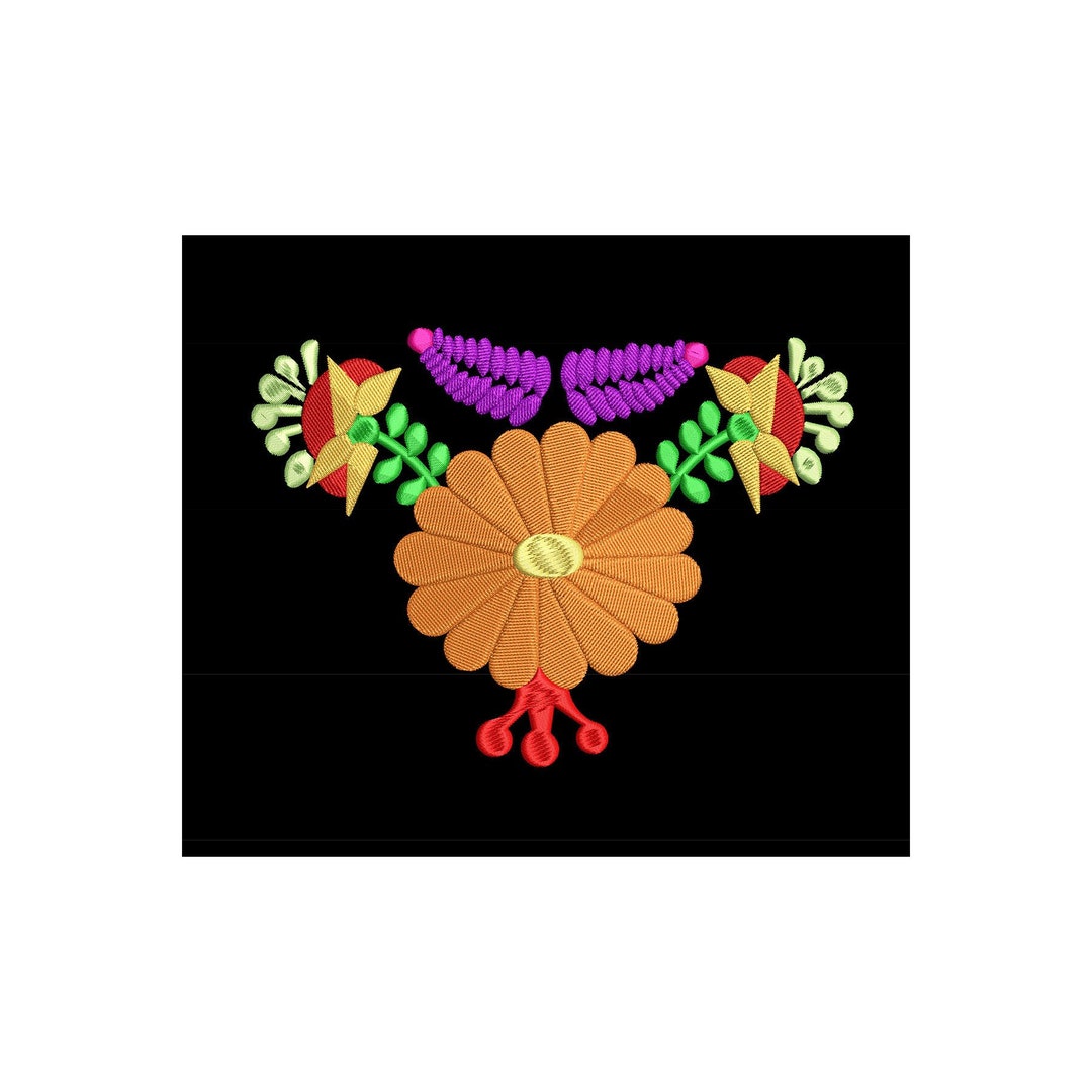 Colorful Mexican Dress Bodice Design - Part 2 of 3- Digital Embroidery ...