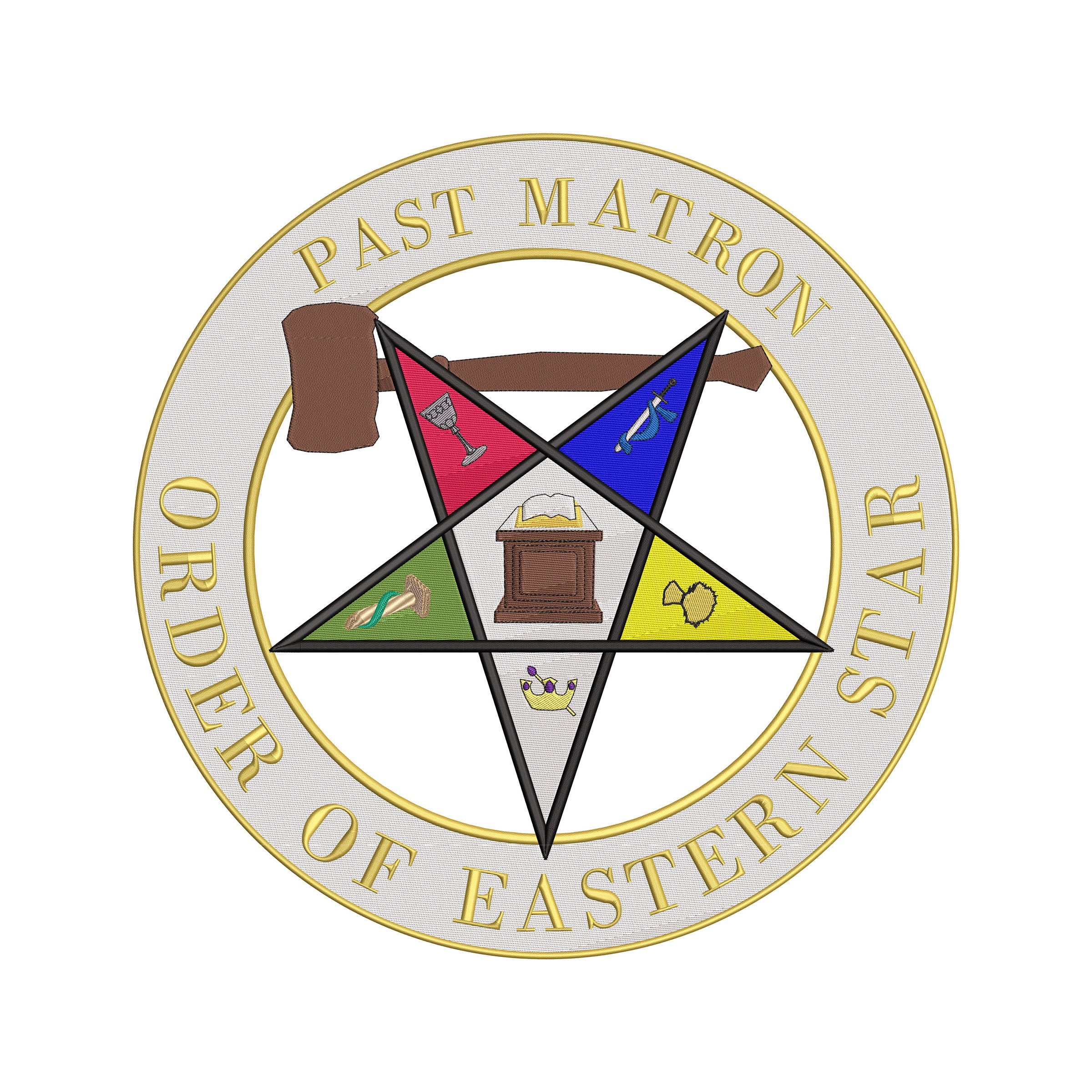 PHA OES Past Worthy Matron raised text Embroidery Design | Etsy