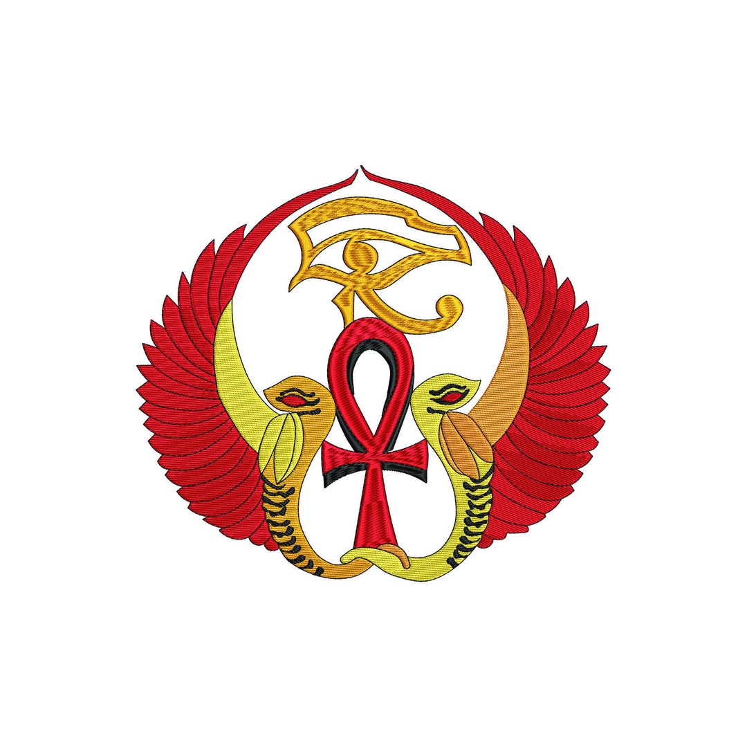 Egyptian Eye of Ra, Ankh and Snakes - Embroidery Design - 3x3, 4x4, 6x6 ...