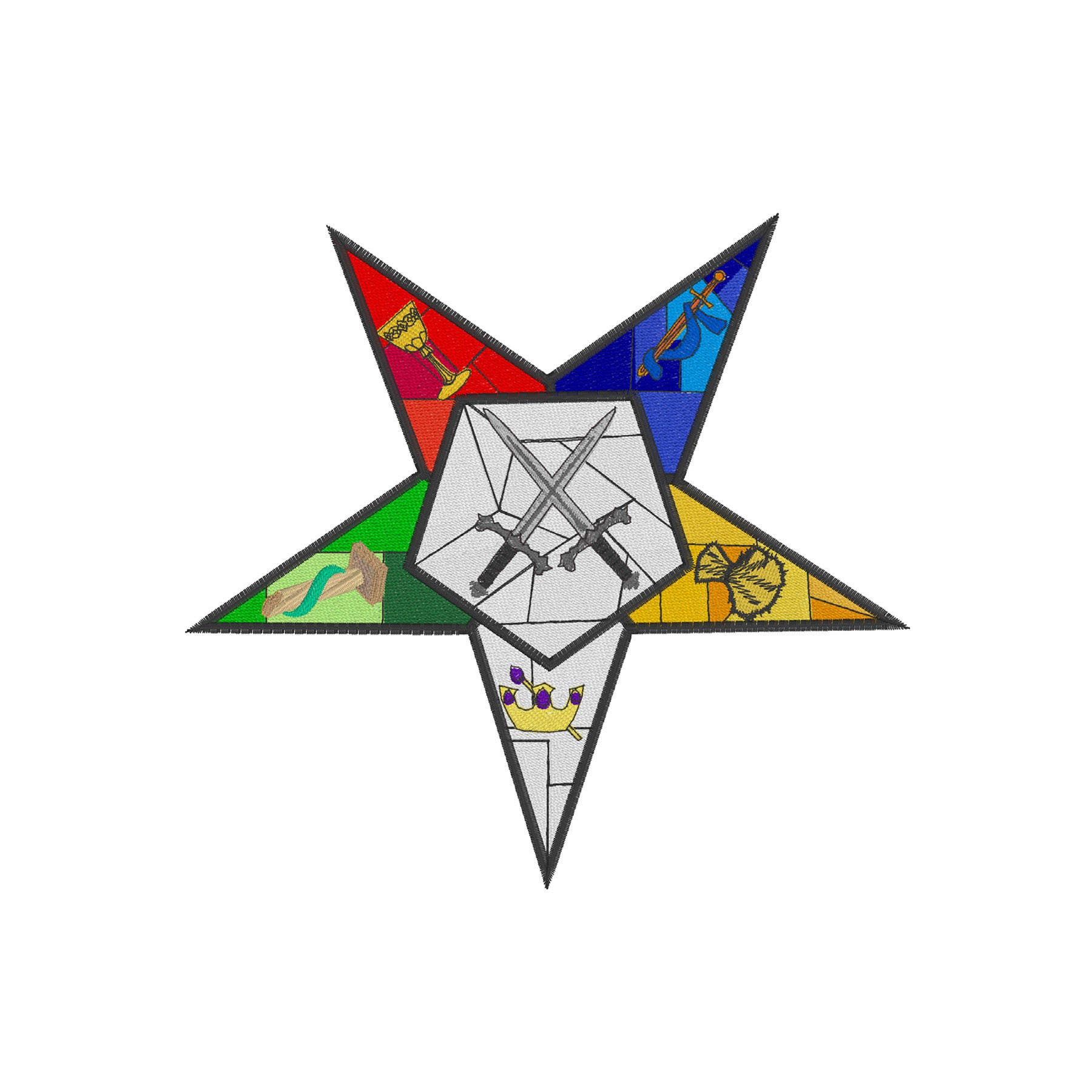 O.E.S. Sentinel Emblem Stained Glass - 6x6, 7x7 and 10x10 - Embroidery ...