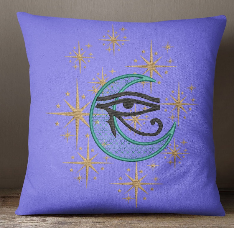 Eye of Horus With Moon & Stars Digital Machine Embroidery - Etsy