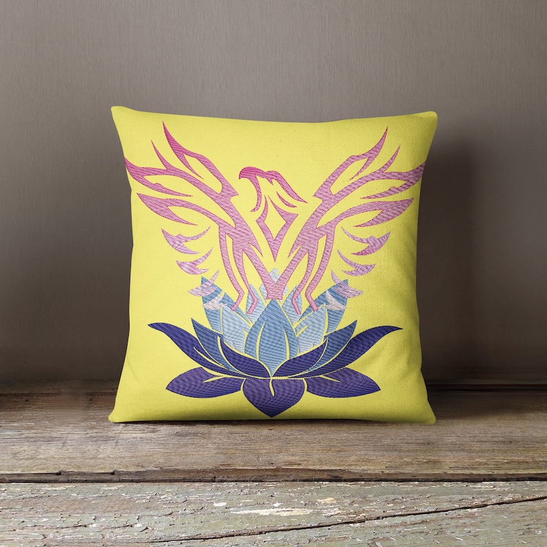 Phoenix Rising From Lotus Digital Embroidery Design 4x4 - Etsy