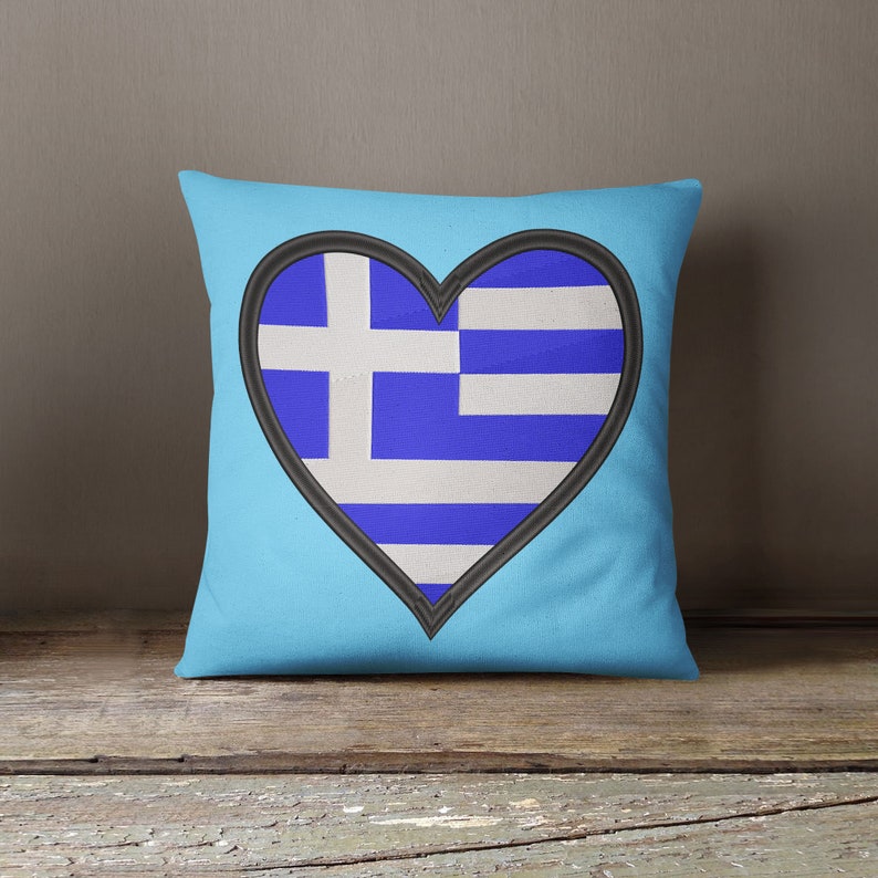 Greek Flag Heart- Digital Machine Embroidery Design - 3x3, 4x4, 5x5 ...