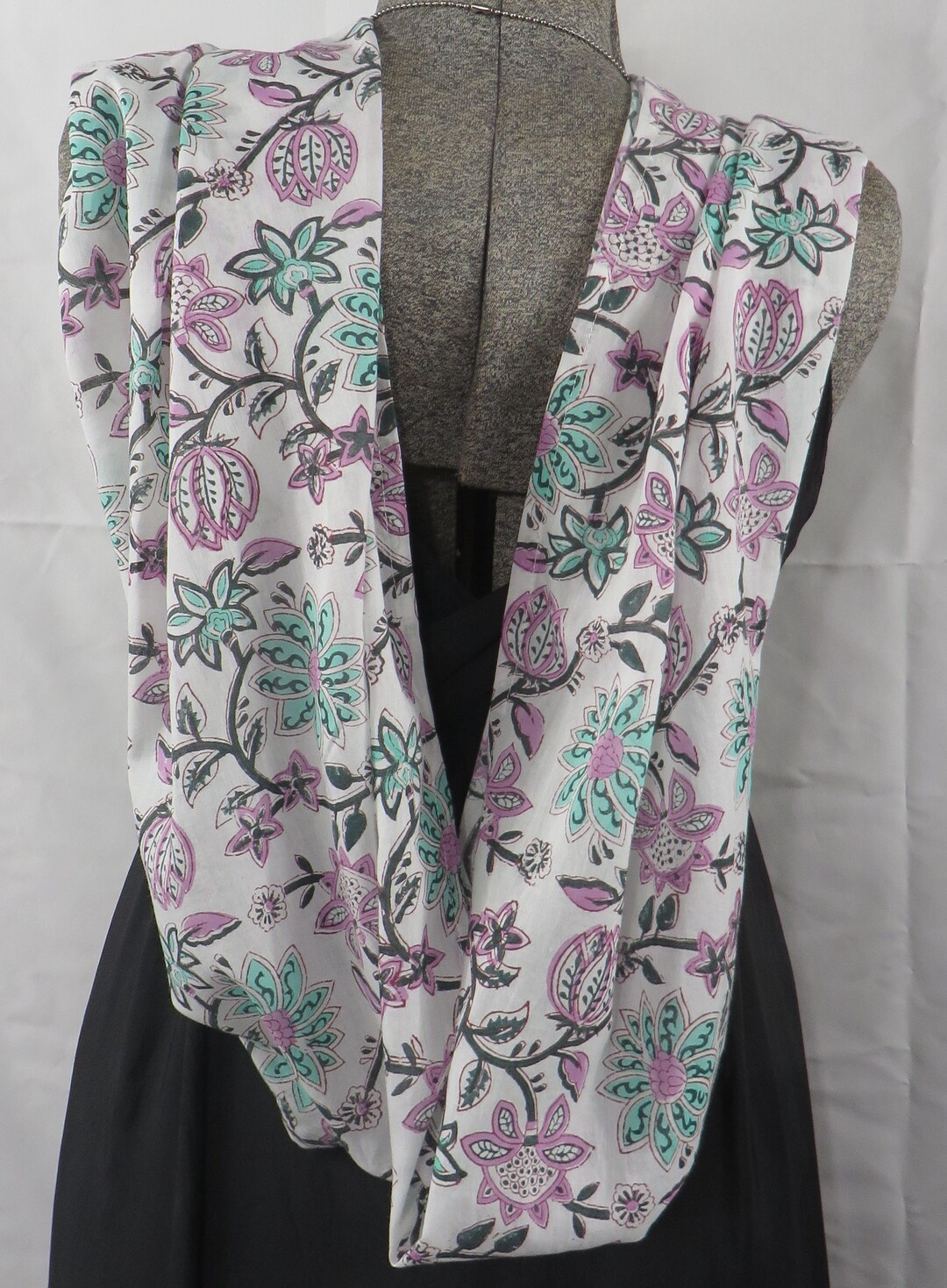 BOHO Extra Long Bufanda / Chal / Wrap Blanco Lila y Menta - Etsy España