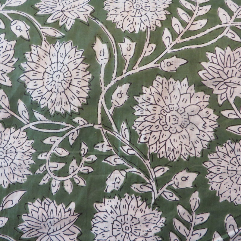 Green Block Print Fabric - Etsy