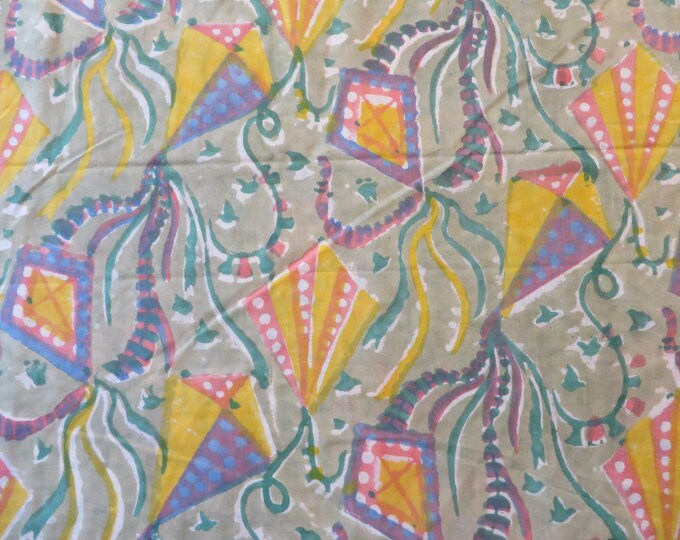 Discounted Final Piece 69" Long X 44" Wide Block Print KITES ! Artisan ...