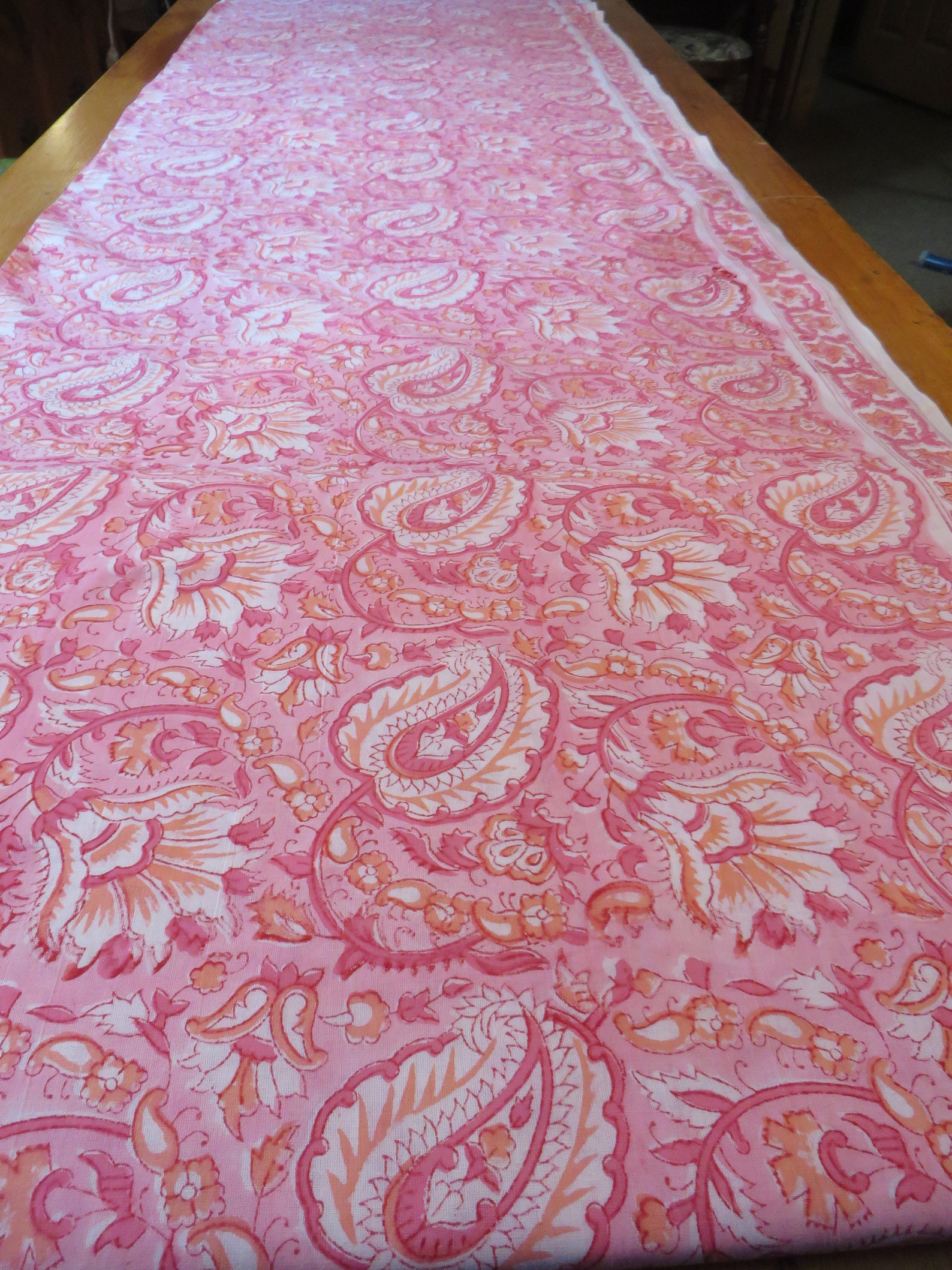 Sweet Berry & Bubblegum PINK Block Print Fabric From India Paisley 100% ...