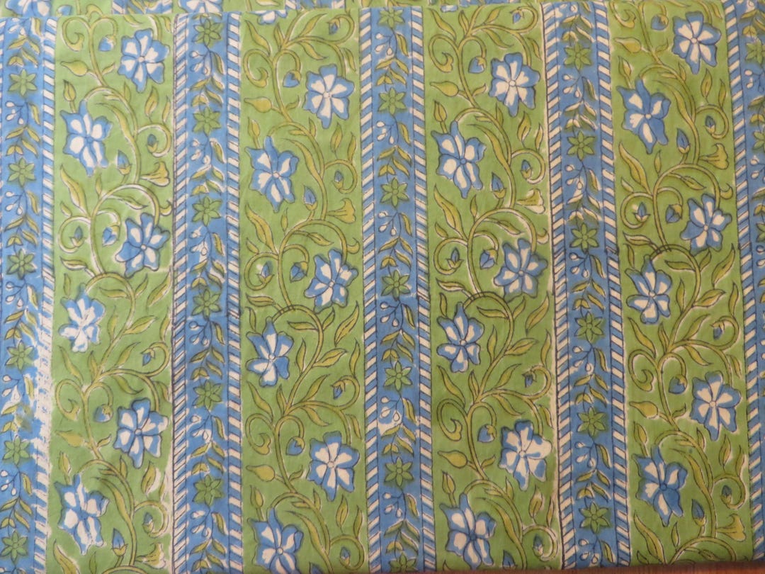 Last Chance Cut ! 2 Yards Plus 34" ( 106" L X 44" W) Block Print Fabric ...