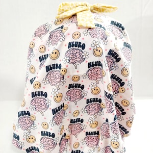 Neuro Team, Brain, Daisies, Scrub Cap, Women's Bouffant Cap, Chemo Hat ...