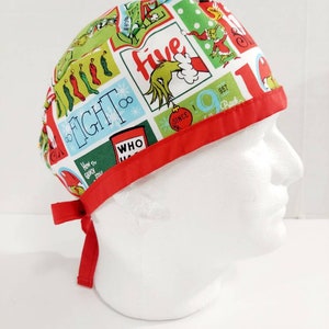 Grinch, Skull Cap, Surgical Cap, Doo Rag, Do Rag, Chemo Hat, Welding ...