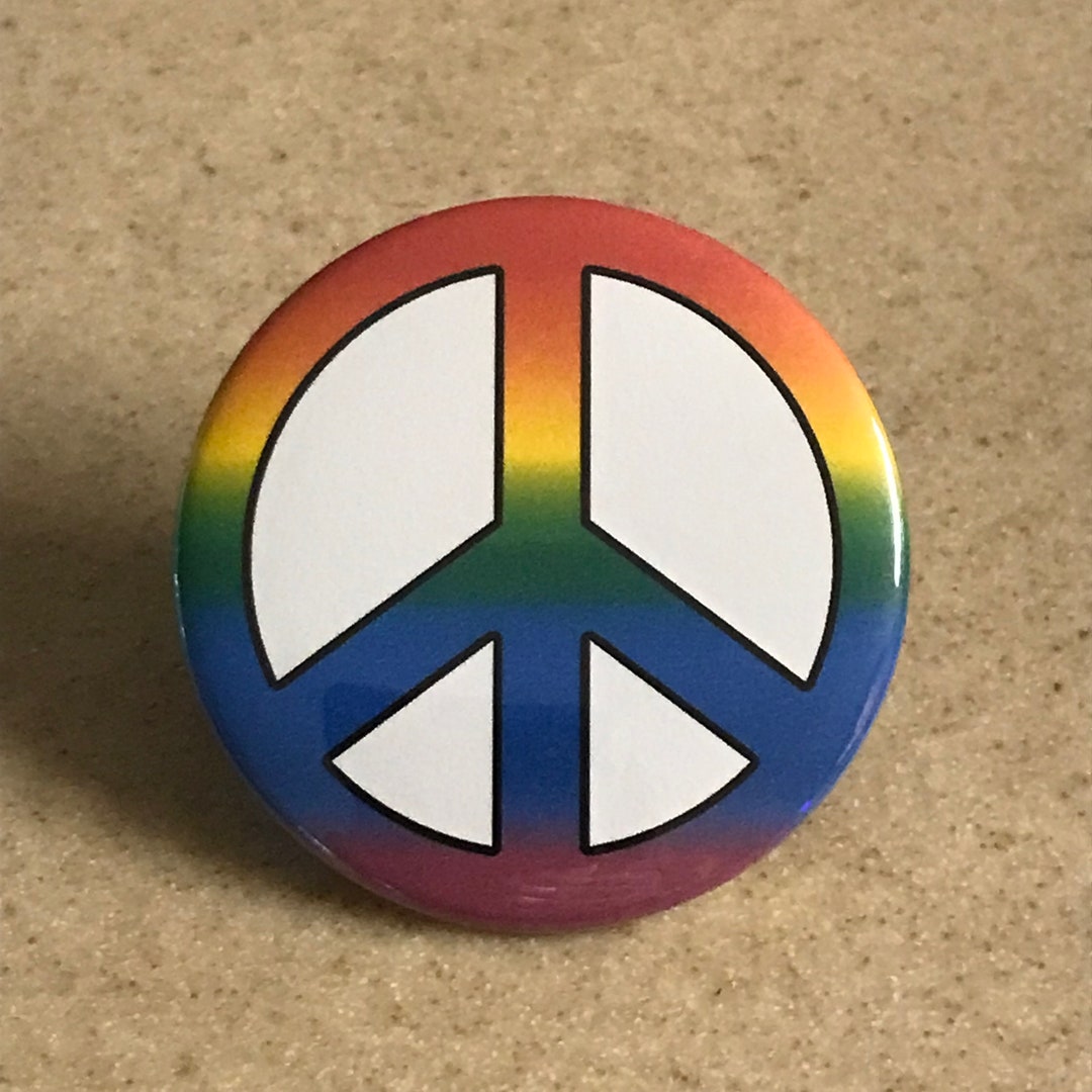 Rainbow Peace Sign Pin-back Button or Magnet 2 1/4 Inch. - Etsy