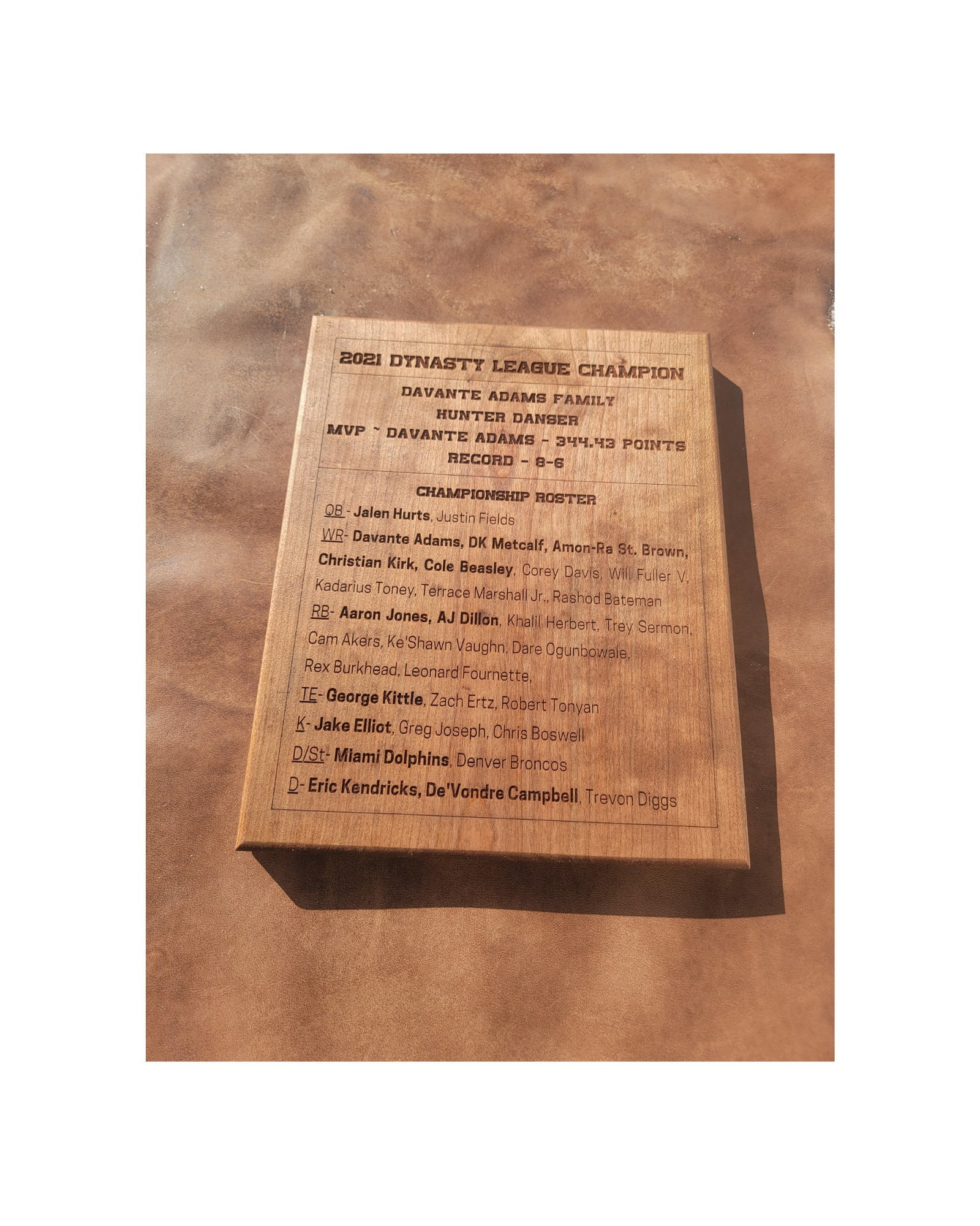 CUSTOM FANTASY FOOTBALL Cherry or Walnut Wood Championship Trophy ...