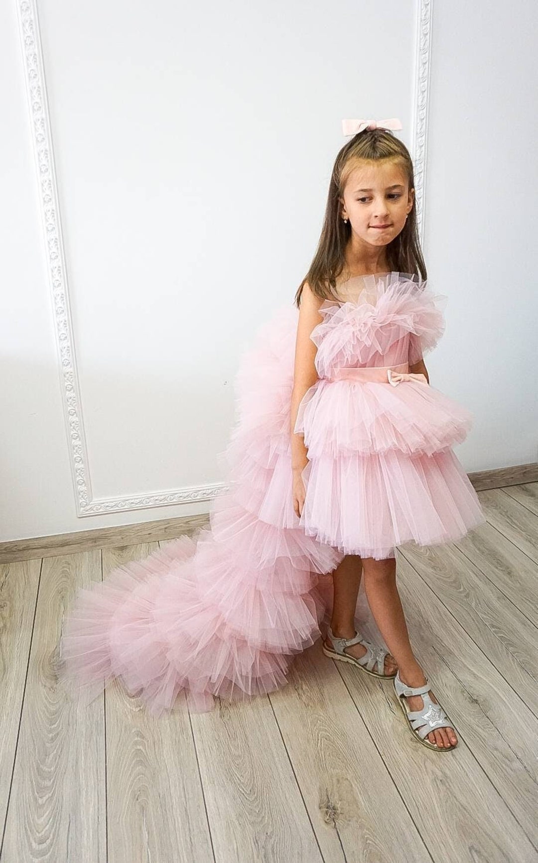 Fluffy Girl Dress Rose Pink Puffy Birthday Dress Photoshoot Etsy
