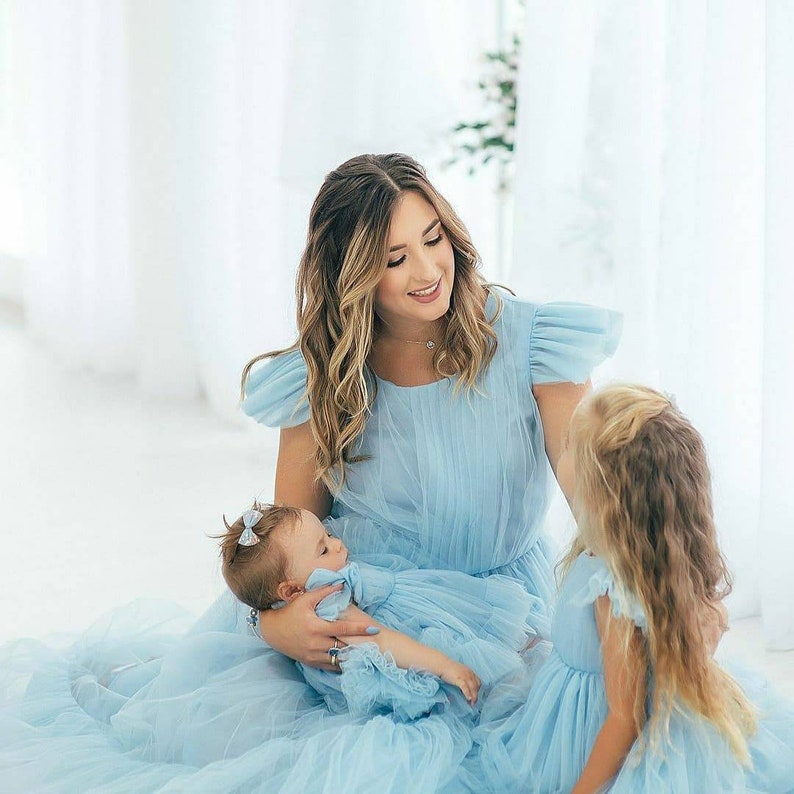 Mommy and Me Dress, Dusty Blue Family Look, Mother Daughter Matching ...