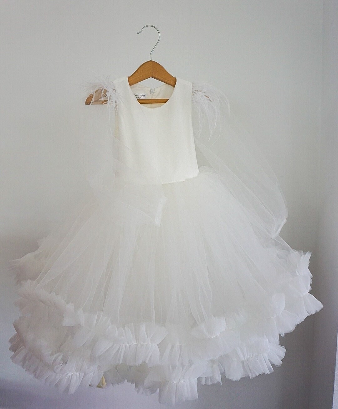 Fluffy Flower Girl Dress, Pageant Feathers Tulle Tutu Dress, Ivory ...