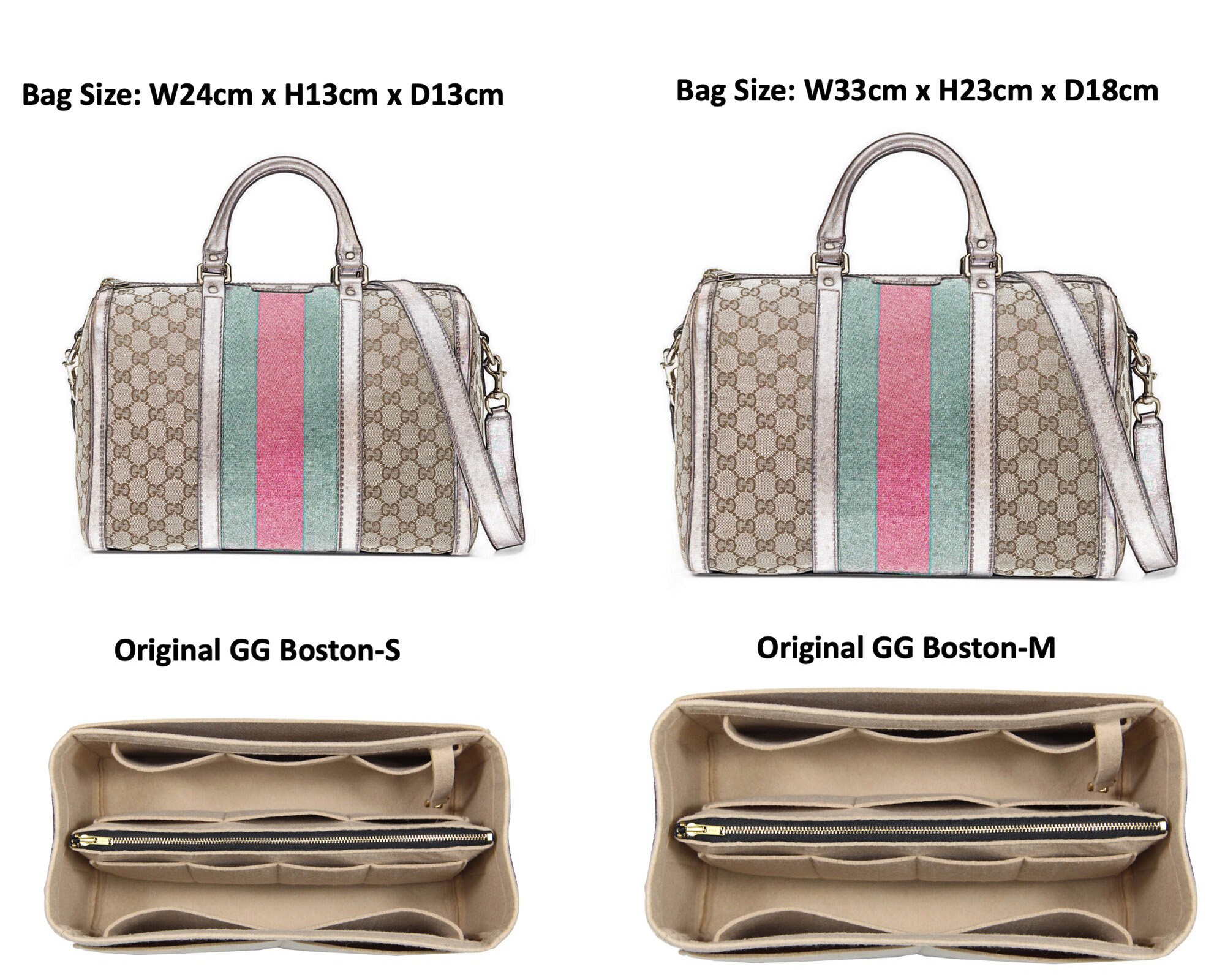 Organizer for vintage Web Original GG Boston Bag style B W/ | Etsy