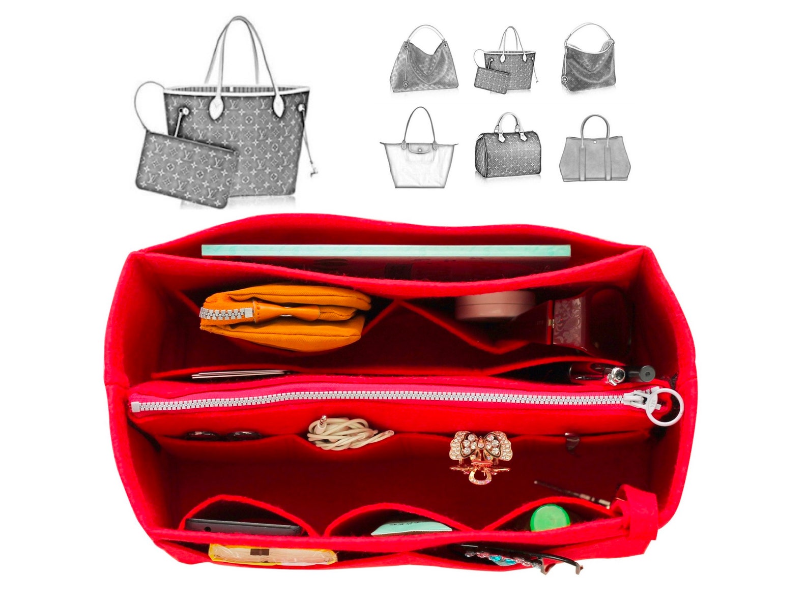 Customizable Neverfull Organizer w/ Detachable Zipper Bag | Etsy