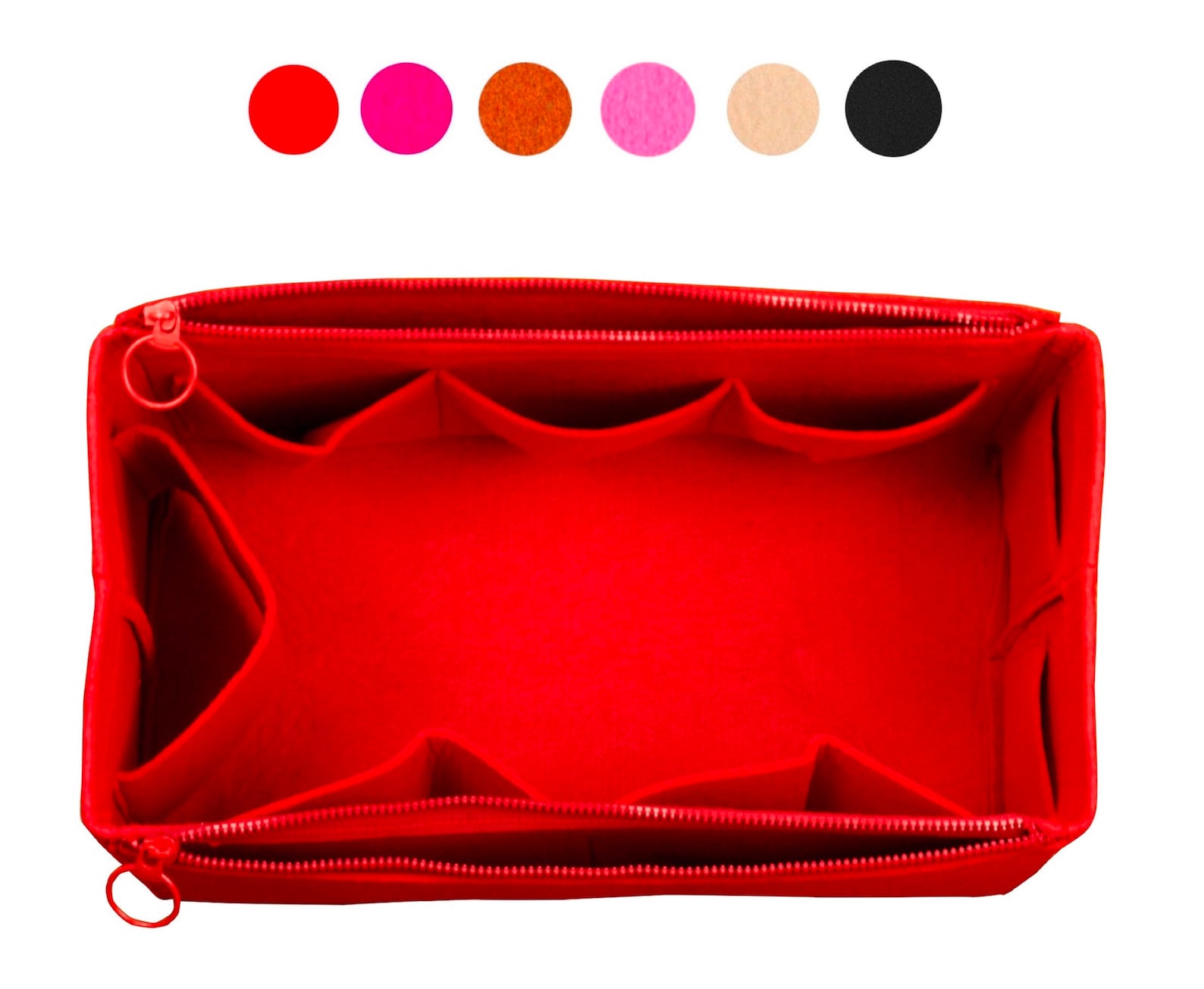 Customizable Organizer (w/ Double Zipper Pockets), Tote Felt Purse ...