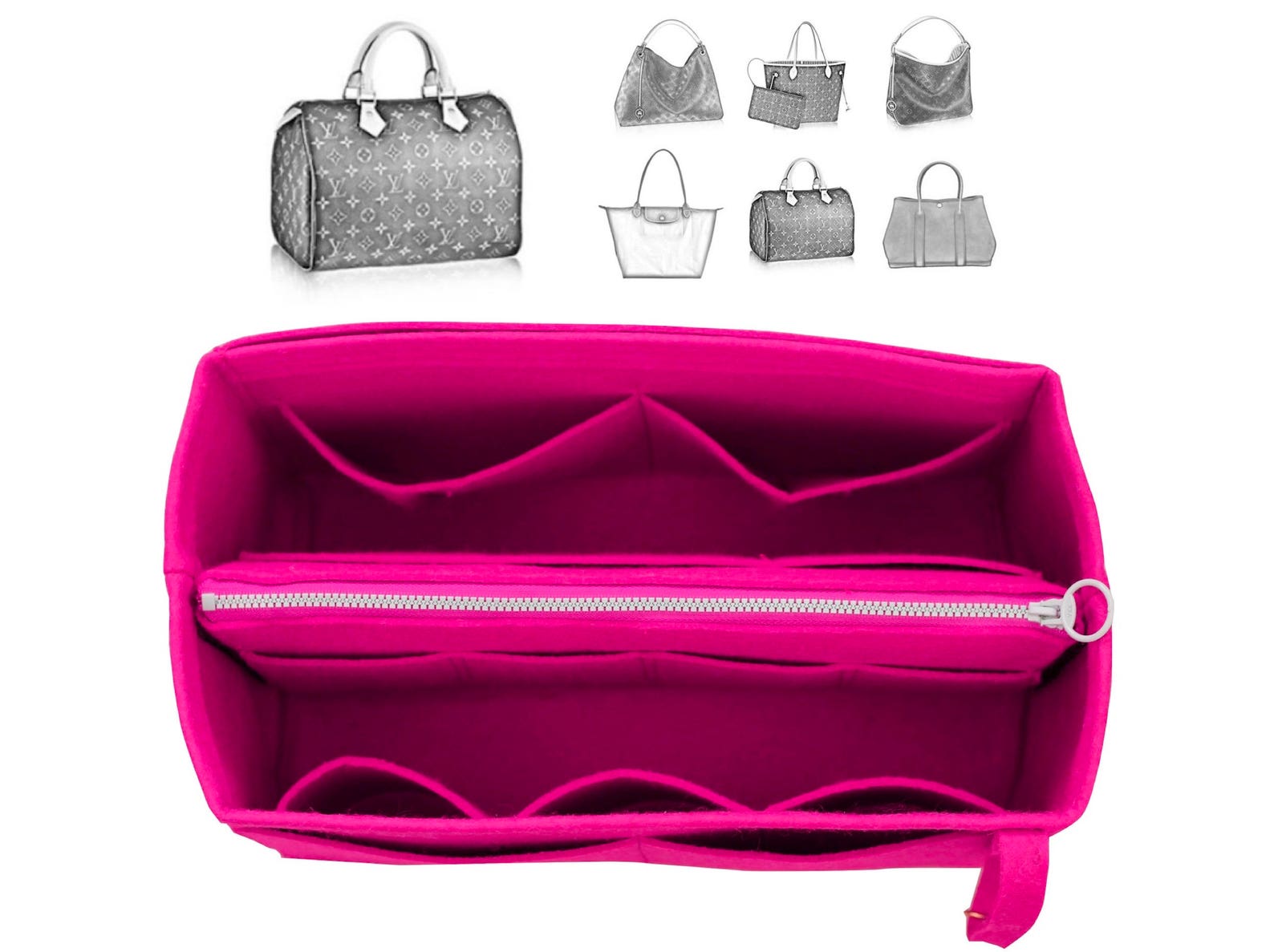 Customizable Speedy Organizer w/ Detachable Zipper Bag Tote | Etsy