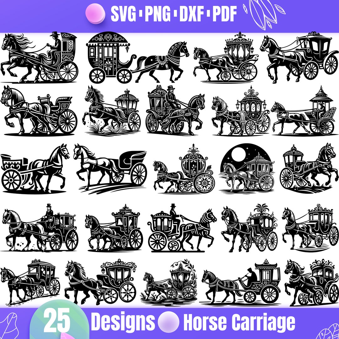 High Quality Horse Carriage SVG Bundle, Horse Carriage Dxf, Horse ...