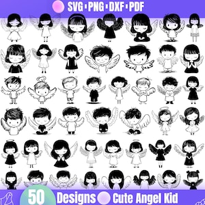 High Quality Cute Angel Kid SVG Bundle, Angel Kid Dxf, Angel Kid Png ...