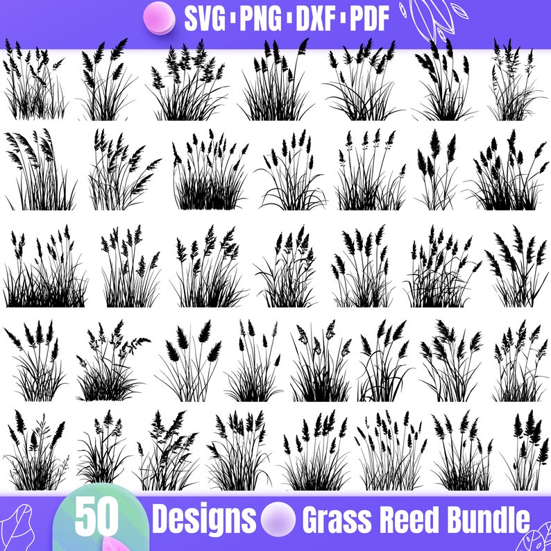 Grass Reed Svg | Nature and Botanical Clipart | Tall Grass Png, Dxf ...