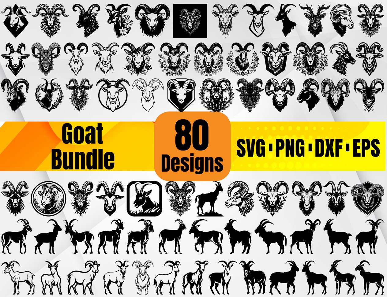 High Quality Goat SVG Bundle, Goat Head Svg, Farm Animal Svg, Goat Dxf ...