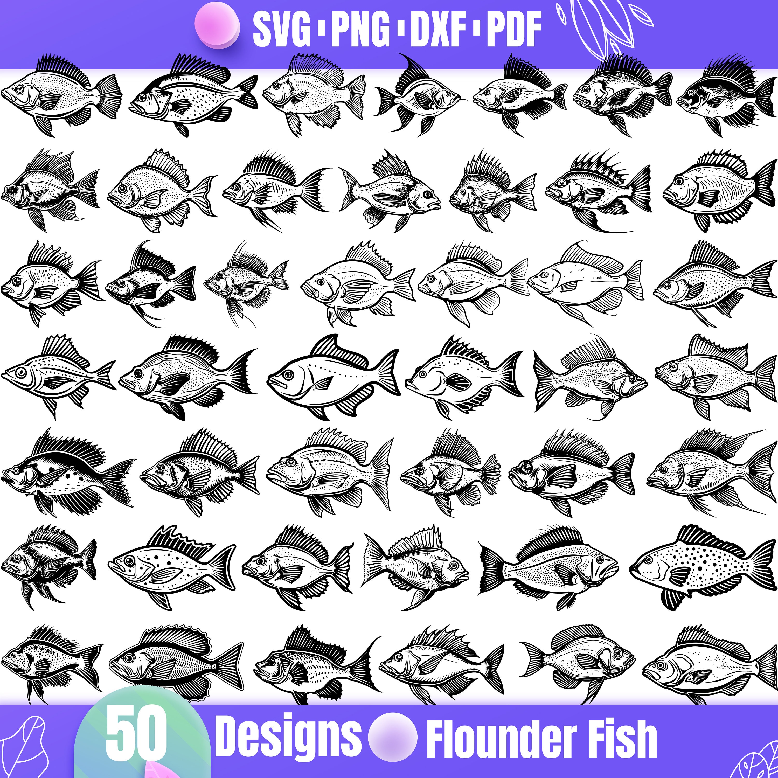 High Quality Flounder Fish SVG Bundle, Flounder Fish Dxf, Flounder Fish ...