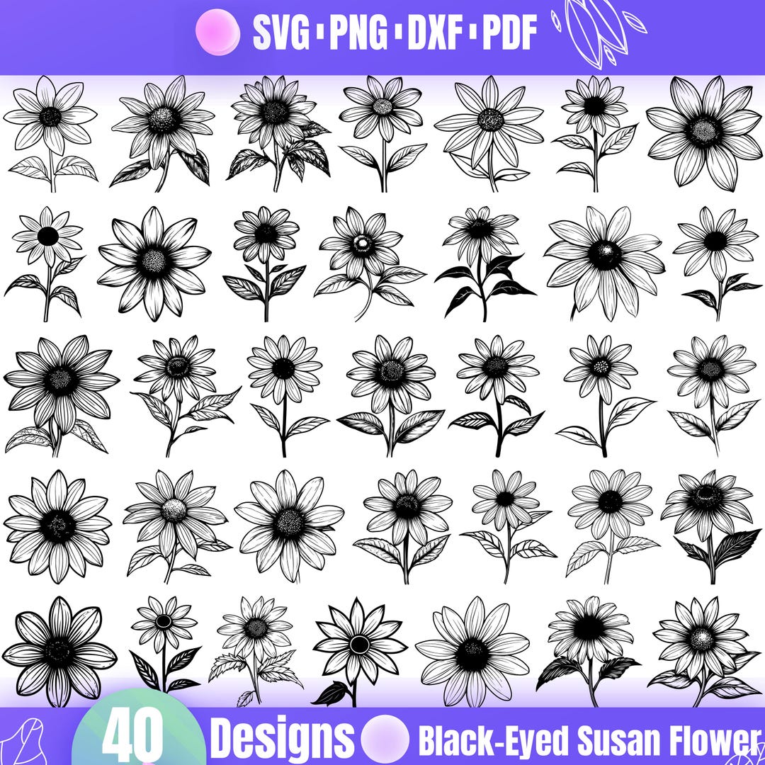 High Quality Black-eyed Susan Flower SVG Bundle, Flower Dxf, Flower Png ...