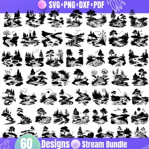 Stream SVG – Nature Scene, Flowing Water, River Design, Outdoor ...