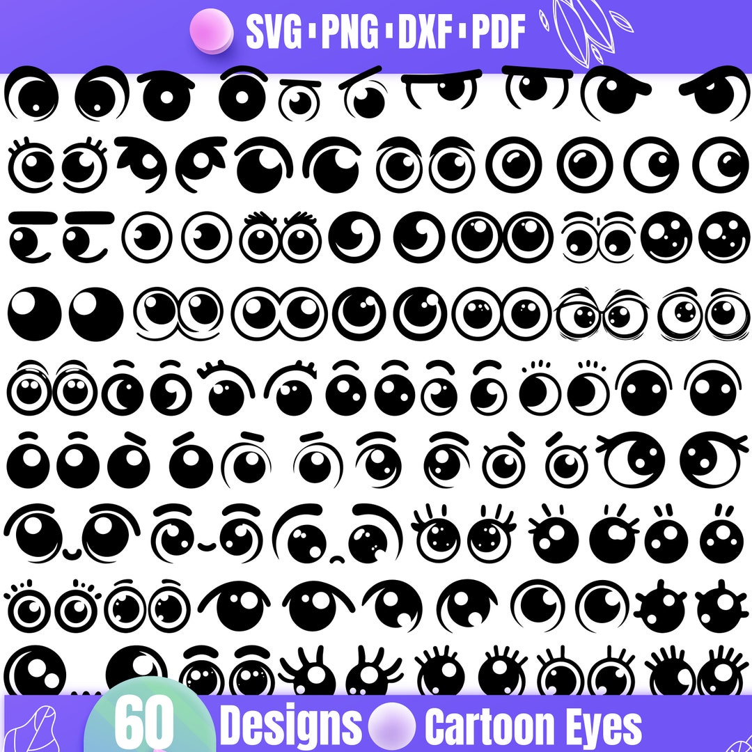 High Quality Cartoon Eyes SVG Bundle, Cartoon Eyes Dxf, Cartoon Eyes ...