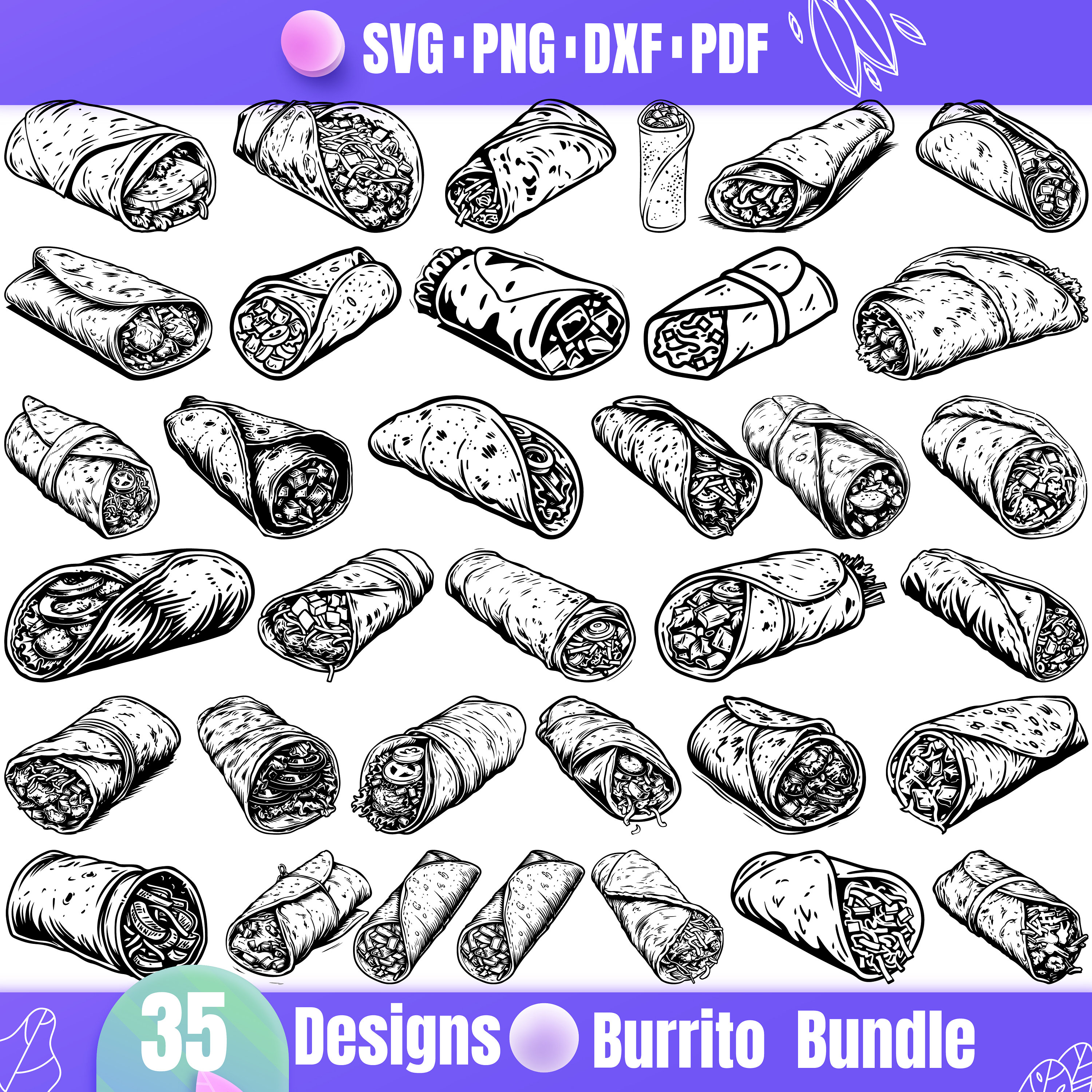 High Quality Burrito SVG Bundle, Burrito Dxf, Burrito Png, Burrito ...