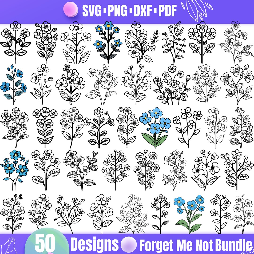 High Quality Forget Me Not SVG Bundle, Forget Me Not Dxf, Forget Me Not ...