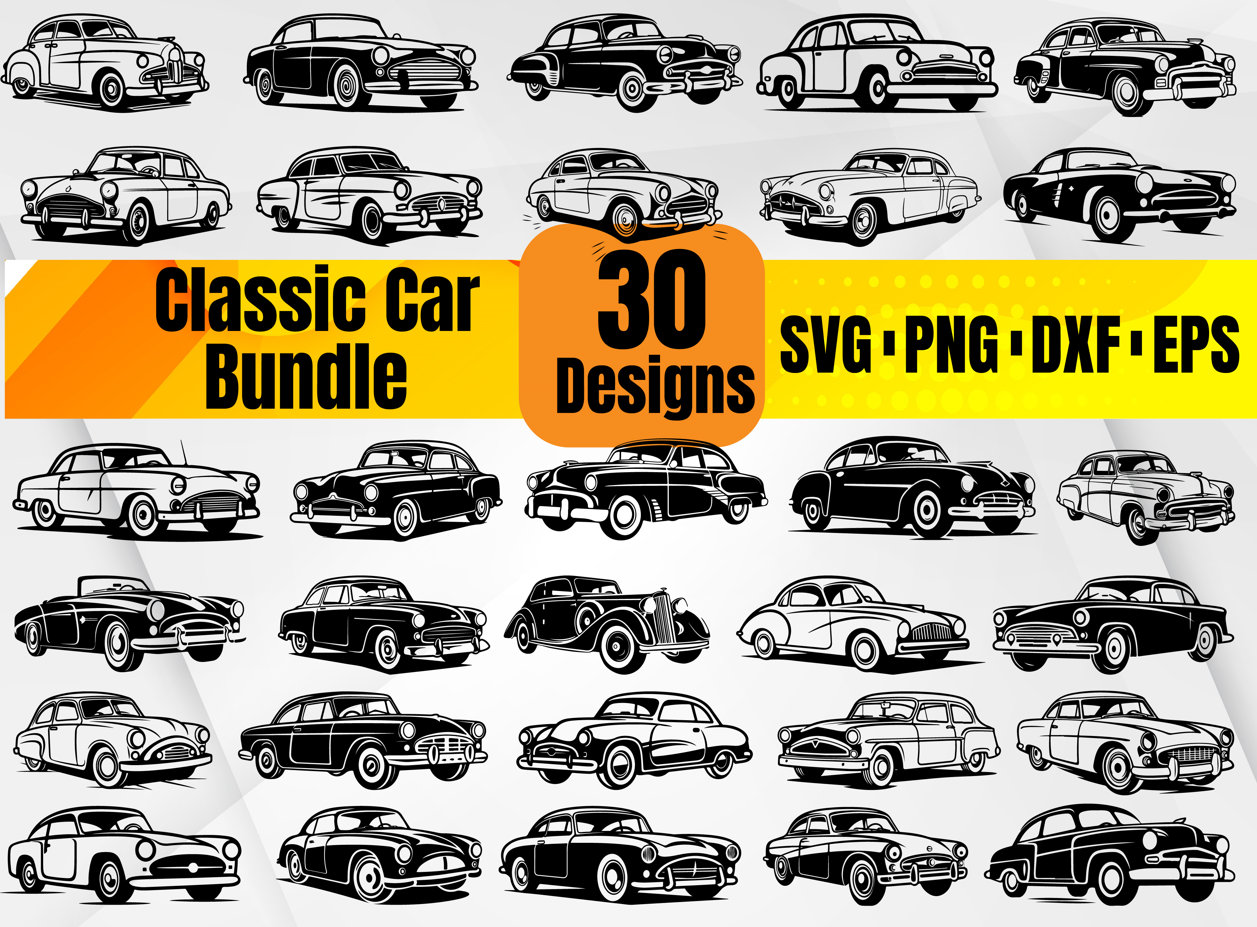 High Quality Classic Car SVG Bundle, Classic Car Dxf, Classic Car Png ...