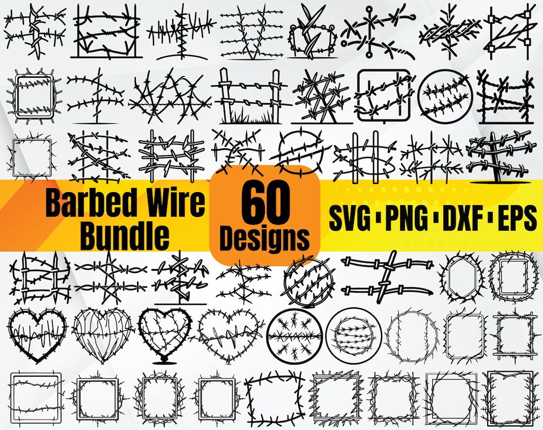 Barbed Wire SVG – Western Fence Clipart, Rustic Border Design, Cowboy ...