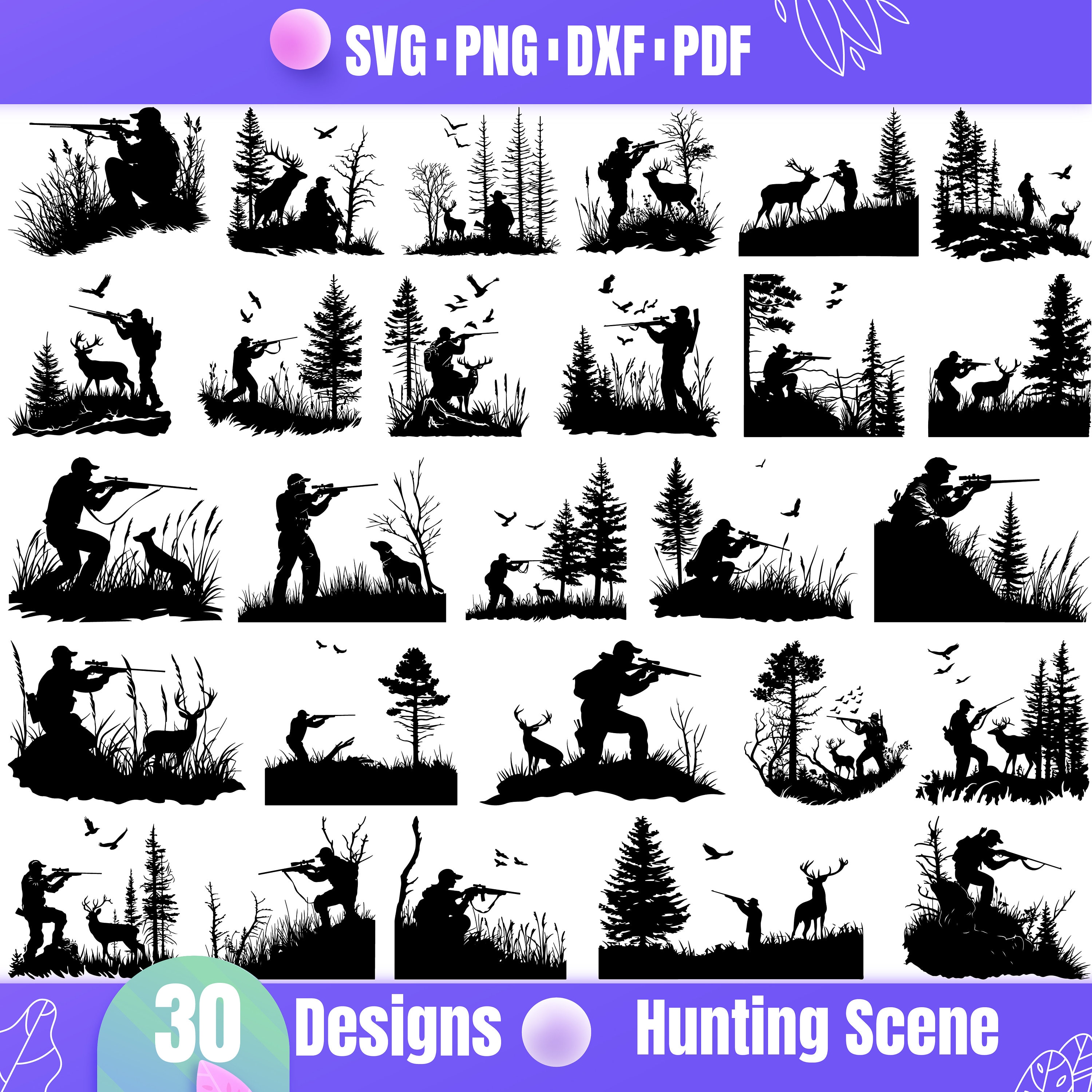 High Quality Hunting Scene SVG Bundle, Hunting Scene Dxf, Hunting Scene ...