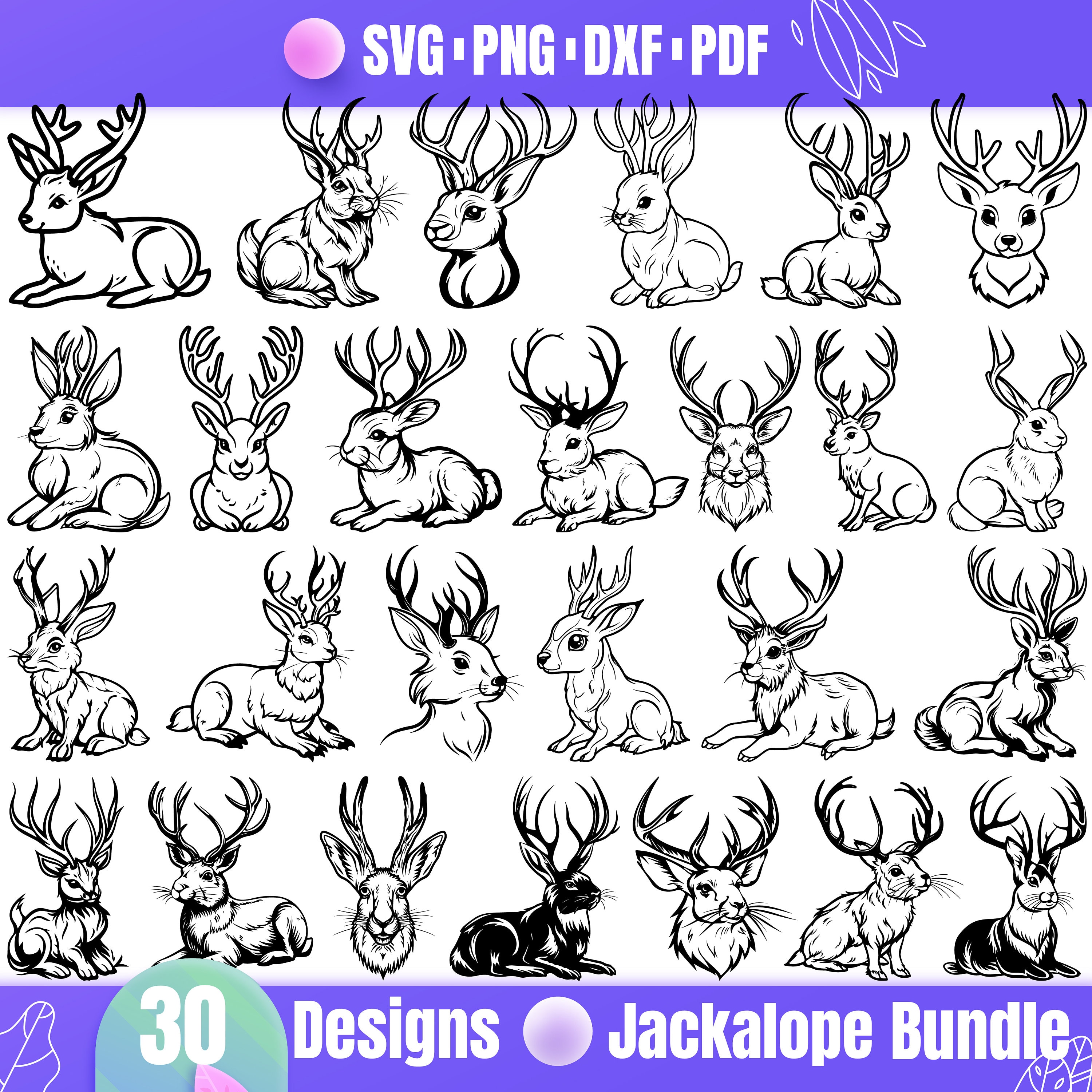 High Quality Jackalope Svg Bundle Jackalope Dxf Jackalope Png