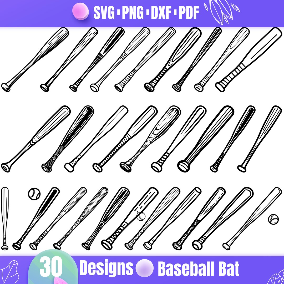 High Quality Baseball Bat SVG Bundle, Baseball Bat Dxf, Baseball Bat ...