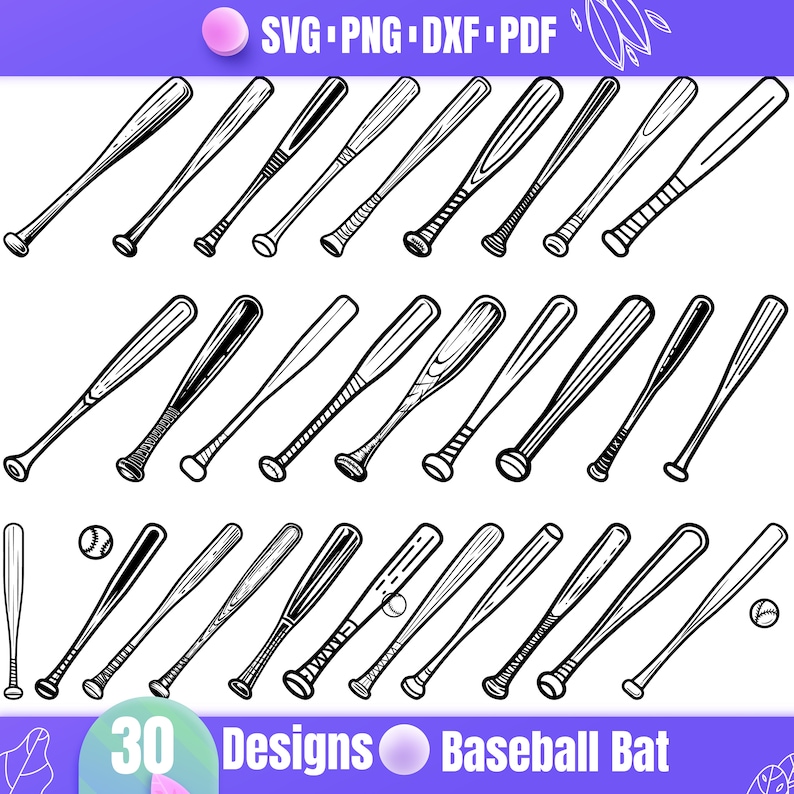 High Quality Baseball Bat SVG Bundle, Baseball Bat Dxf, Baseball Bat ...