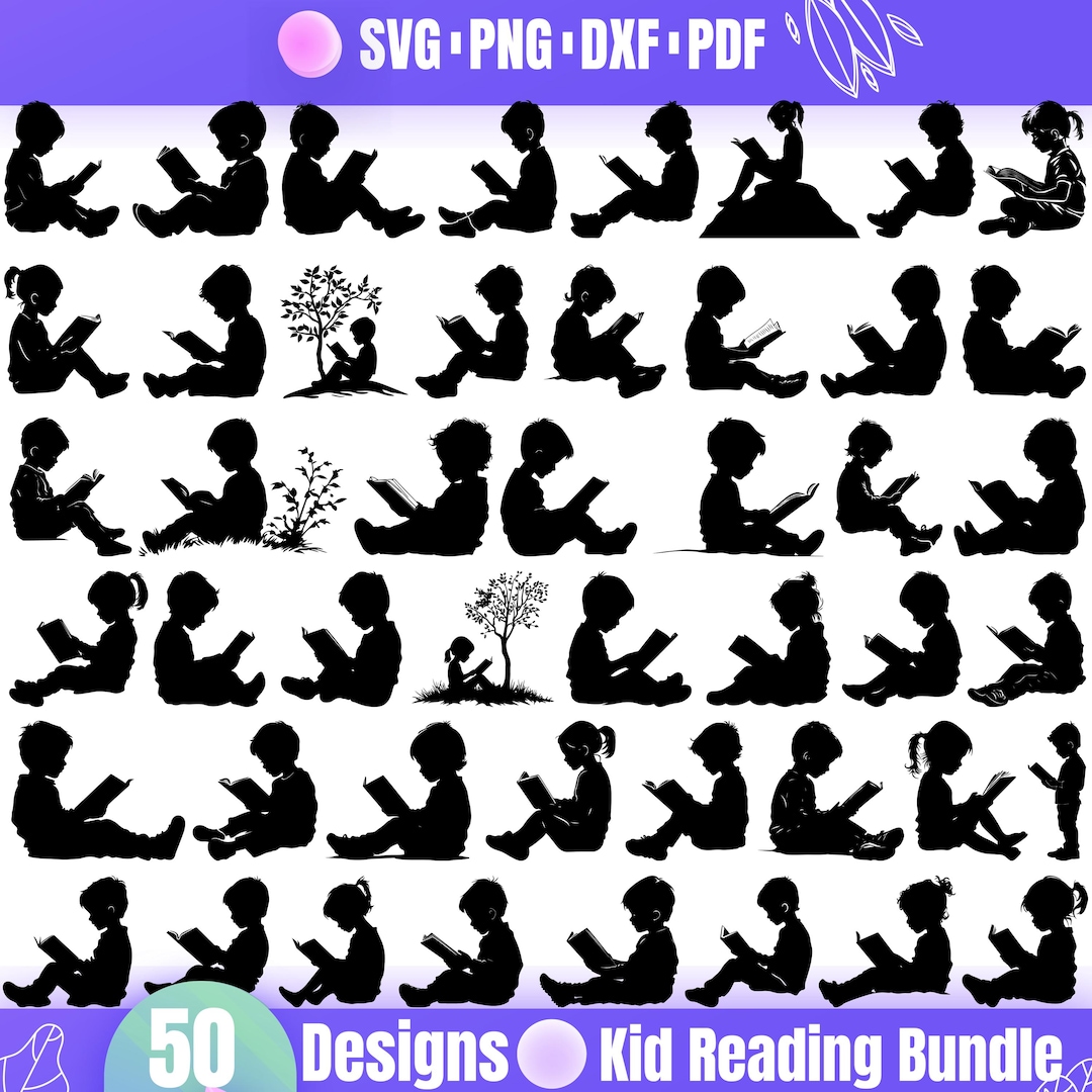 High Quality Kid Reading SVG Bundle, Kid Reading Dxf, Kid Reading Png ...