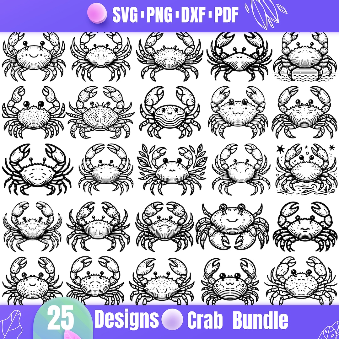 Crab Svg - Coastal Marine Design for Crafts and DIY Projects - Etsy
