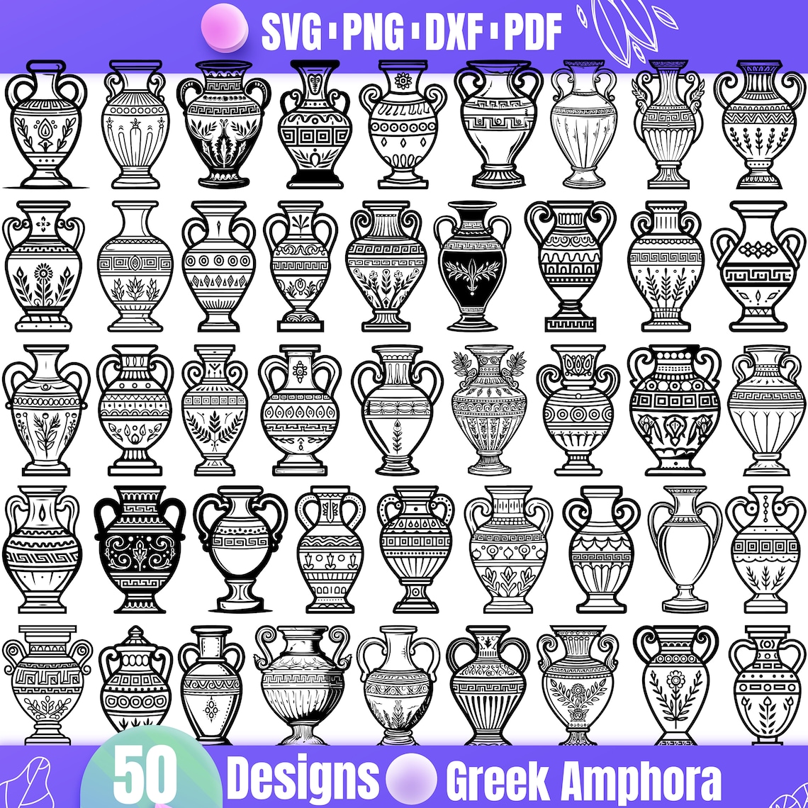 High Quality Greek Amphora SVG Bundle, Greek Amphora Dxf, Greek Amphora ...