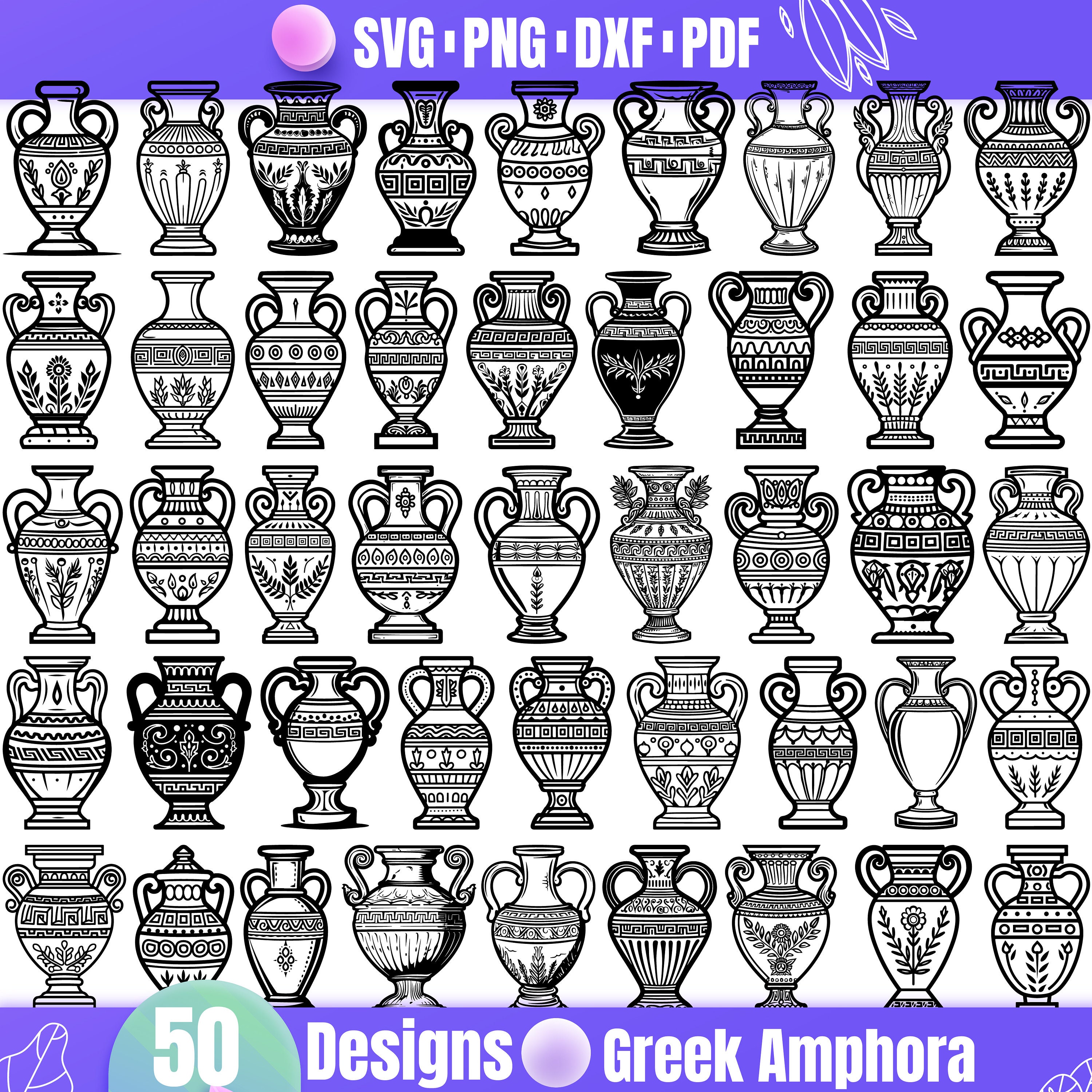 High Quality Greek Amphora SVG Bundle, Greek Amphora Dxf, Greek Amphora ...