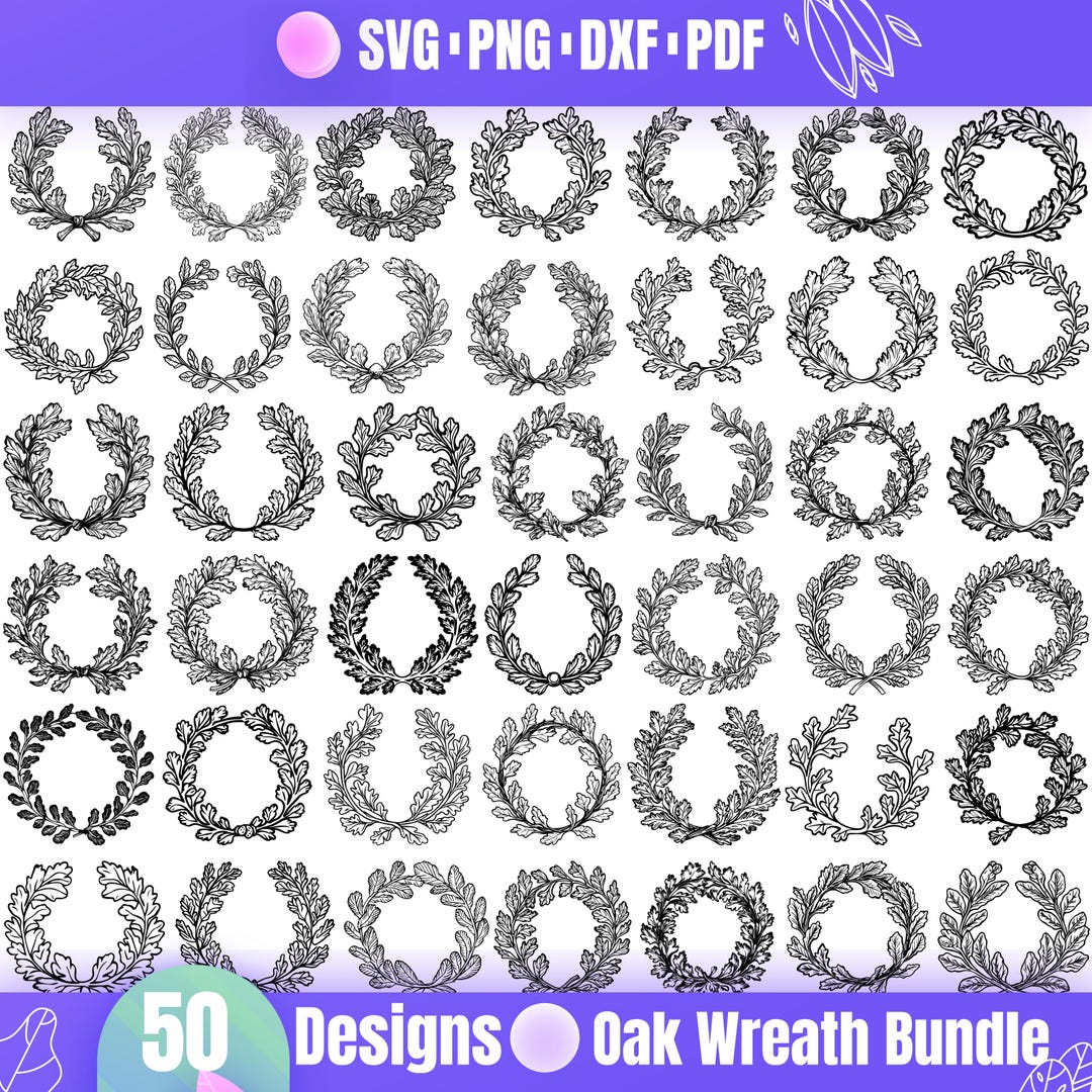 High Quality Oak Wreath SVG Bundle, Oak Wreath Dxf, Oak Wreath Png, Oak ...