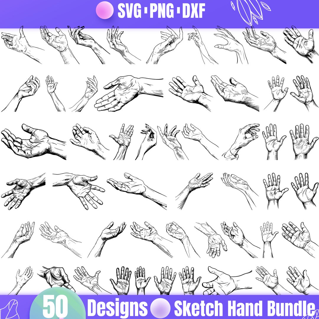 High Quality Sketch Hand SVG Bundle, Hand Dxf, Hand Png, Hand Vector ...