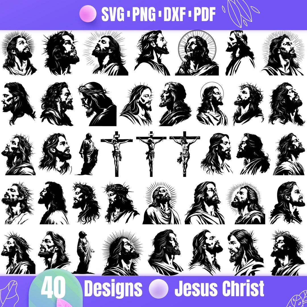 Jesus Christ SVG Bundle: Religious Vector Clipart (40 Designs) (digital ...