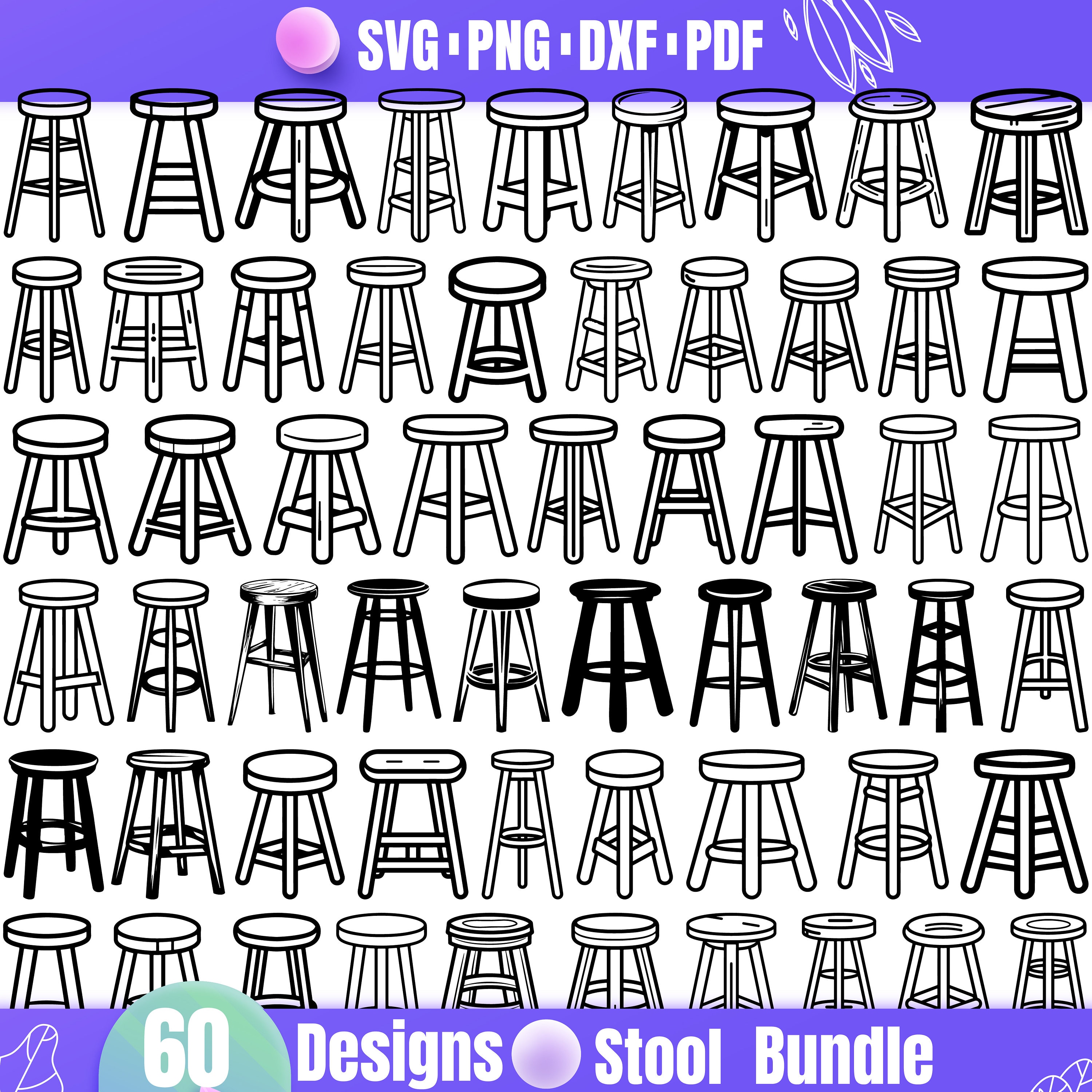 High Quality Stool SVG Bundle, Stool Dxf, Stool Png, Stool Vector ...