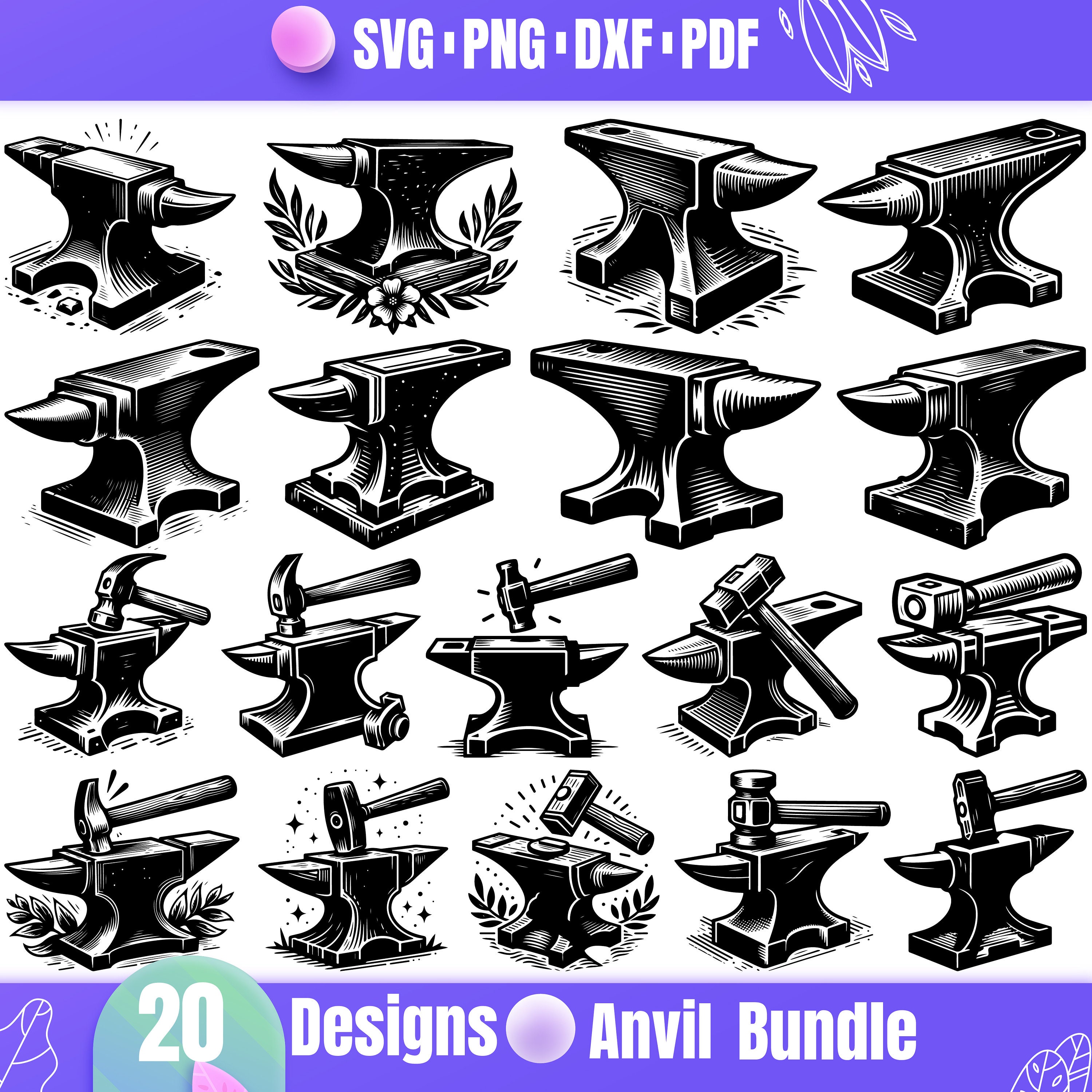 High Quality Anvil SVG Bundle, Anvil Dxf, Anvil Png, Anvil Vector ...