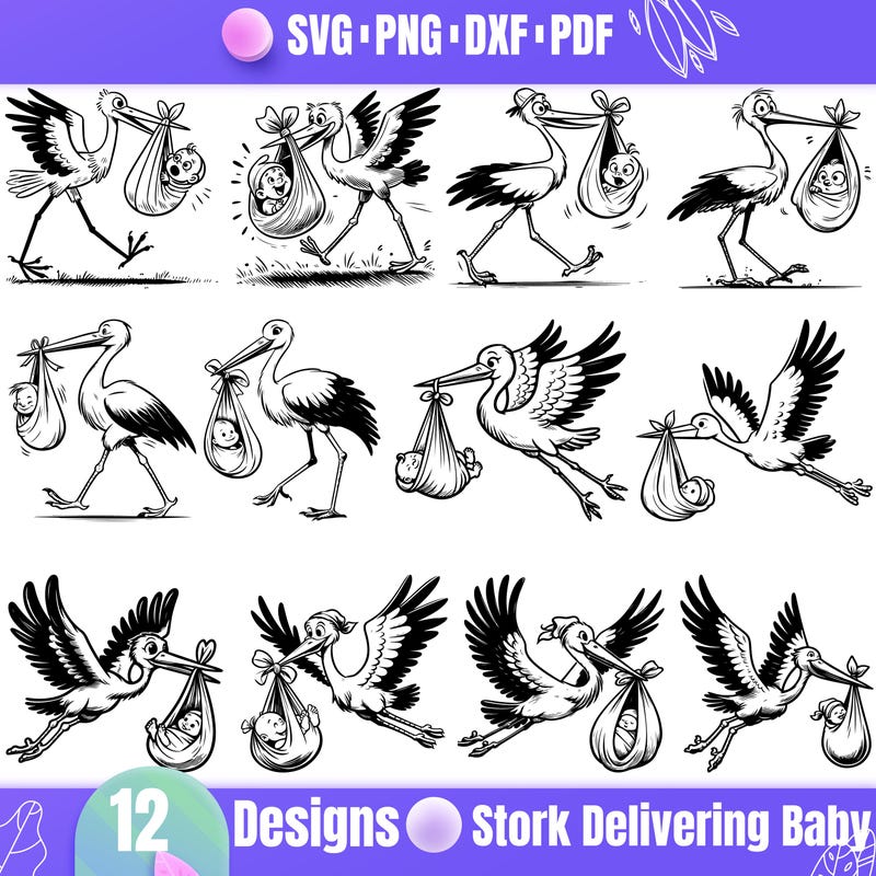 Silhouette of a Stork Png - Etsy